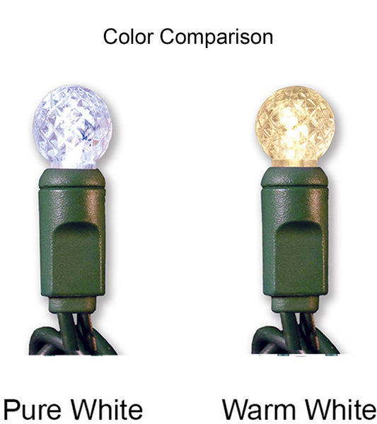 G12 Raspberry LED Lights - 50 count - Pure White - Green Wire - Case o